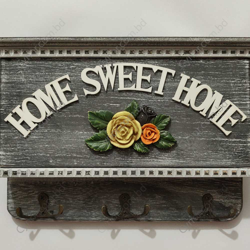 Home Sweet Home Ash Color Wooden Key Holder – Cynor
