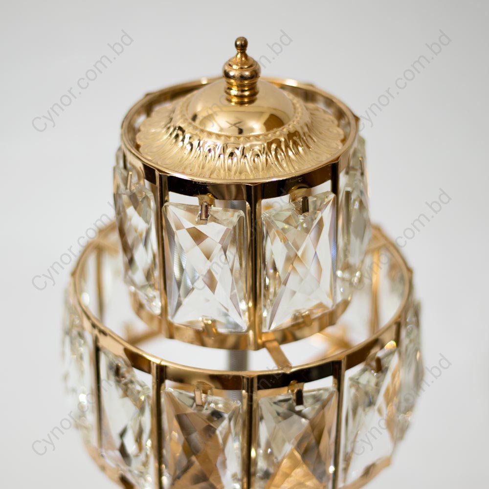 Diamond Cut Crystal Stone with Golden Color Metal Body Double LED Table ...