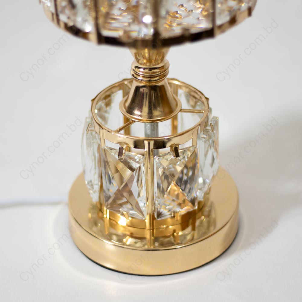 Diamond Cut Crystal Stone with Golden Color Metal Body Double LED Table ...