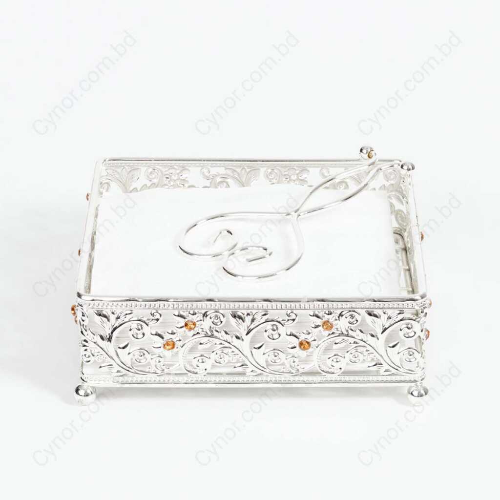 Fully Metal Made with Stone Work Tissue Box – Cynor