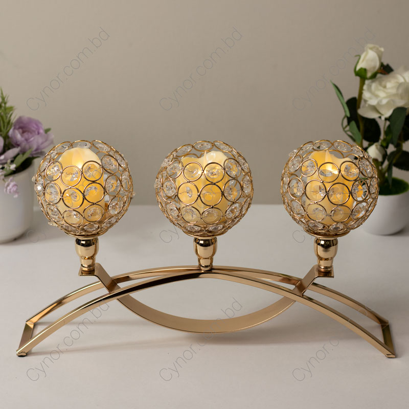 Golden Color Metal Stone Design Candle or Makeup or Accessories Holder ...