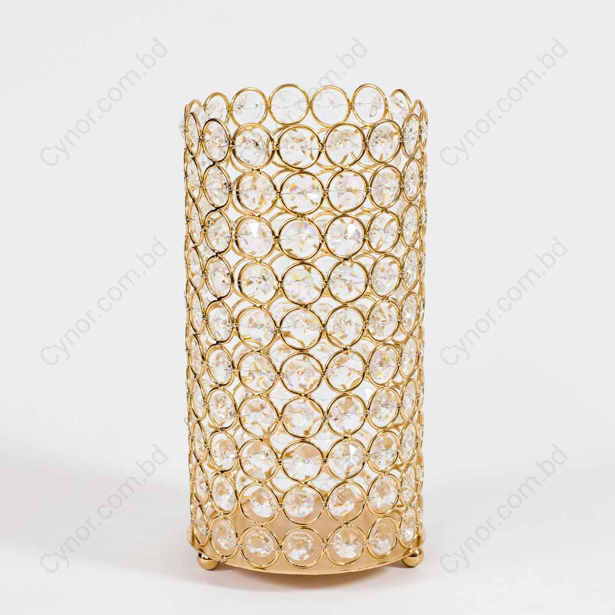 Golden Color Metal Stone Design Candle or Makeup or Accessories Holder ...
