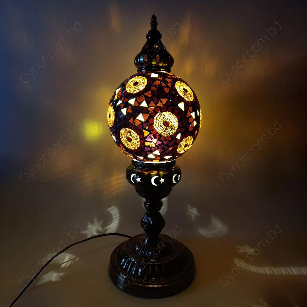 Red and Yellow Color Glass Stone Large Size Chimney Turkish Table Lamp ...