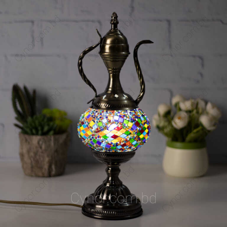 Blue Color Glass Design Mosaic Turkish Jug Style Table Lamp – Cynor