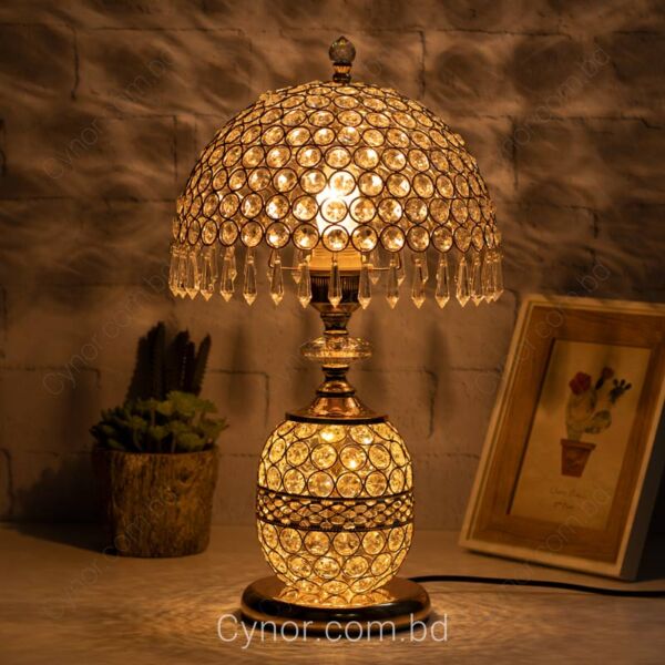 Golden Color Crystal Stone Design Full Metal Body Table Lamp – Cynor