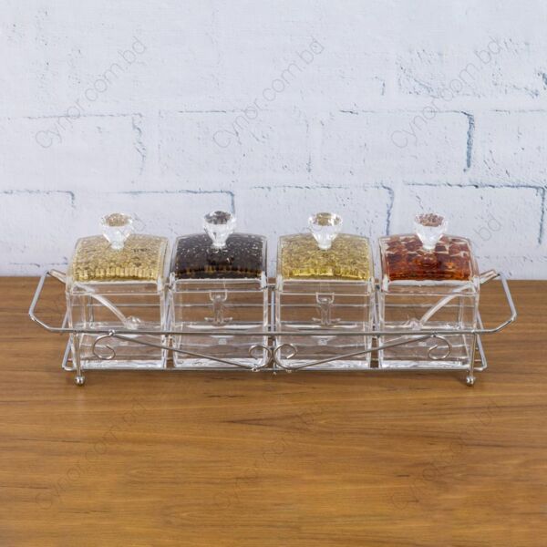 Acrylic Made Jar with Metal Made Stand 4 in 1 Spice Jar – Cynor Acrylic Made Jar with Metal Made Stand 4 in 1 Spice Jar – Cynor