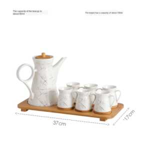 Ceramic Jug and Cup Set with Chinese Bamboo Tray – Cynor