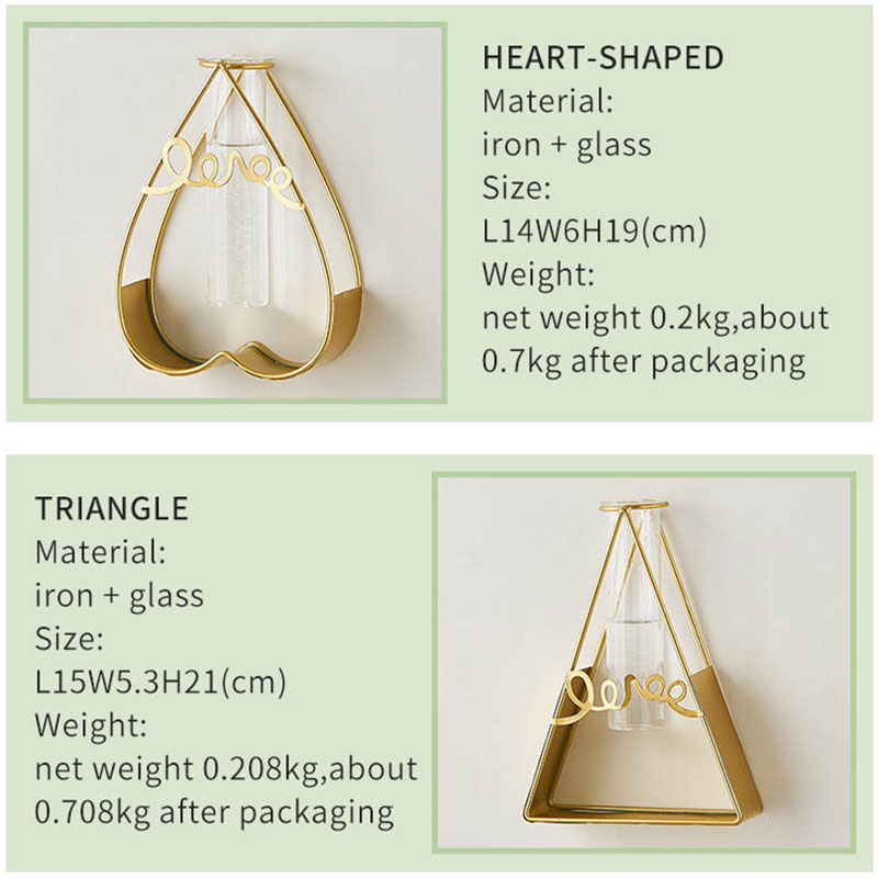 Nordic Style Geometric Flower Vase Metal Frame Glass Container – Cynor