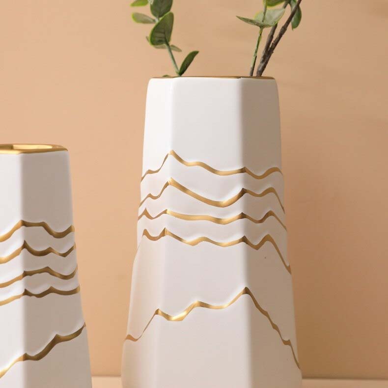 Luxury Ceramic Modern Vases for Home Decor with White and Gold Design ...
