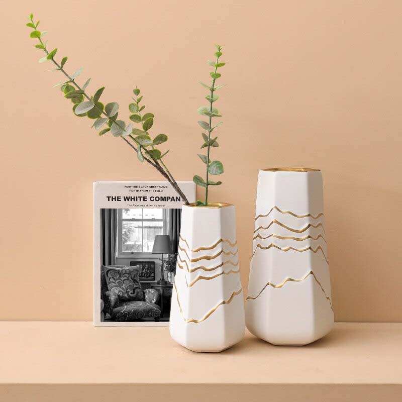 Luxury Ceramic Modern Vases for Home Decor with White and Gold Design ...