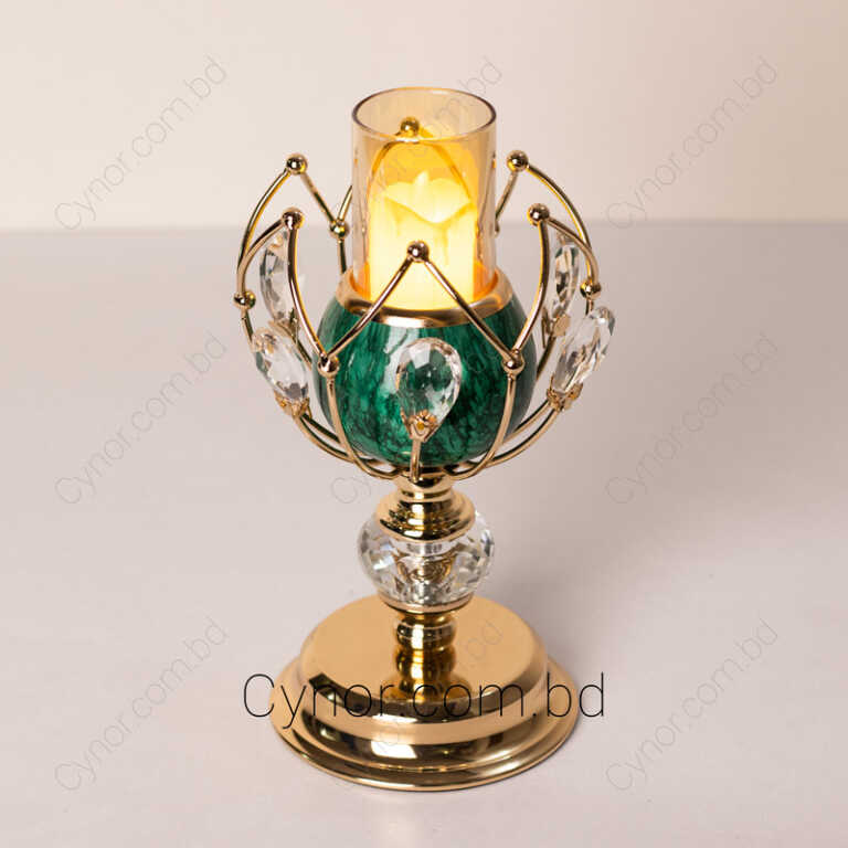 Golden Color Metal Stone Design Candle or Makeup or Accessories Holder ...