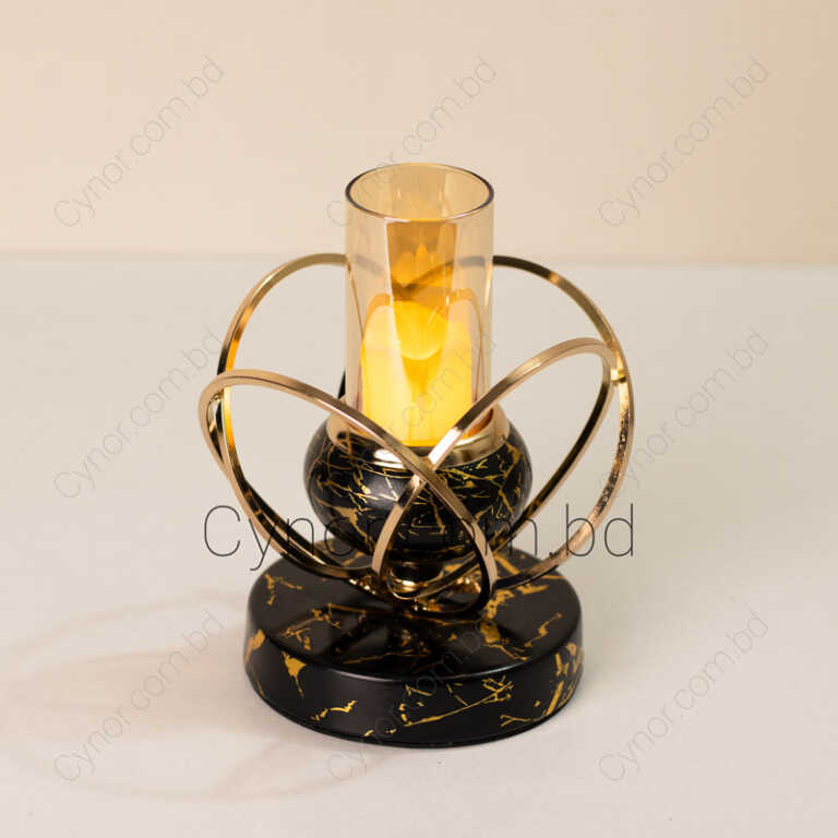 Golden Color Metal Stone Design Candle or Makeup or Accessories Holder ...