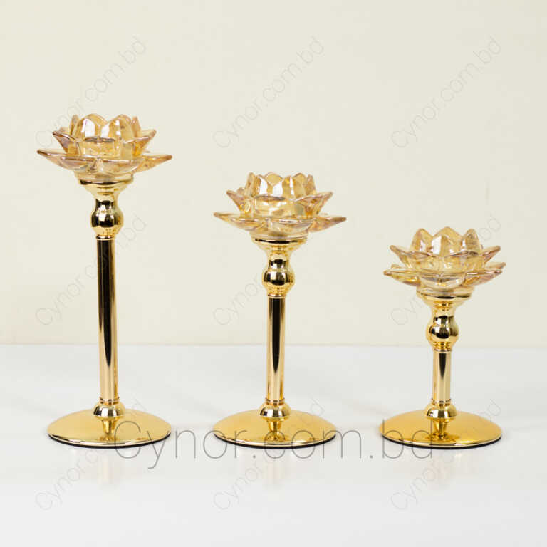 Golden Color Metal Stone Design Candle or Makeup or Accessories Holder ...