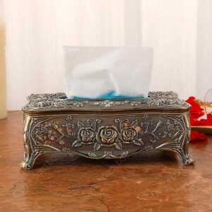 Fully Metal Made Antique Color Rose Design Tissue Box Holder – Cynor