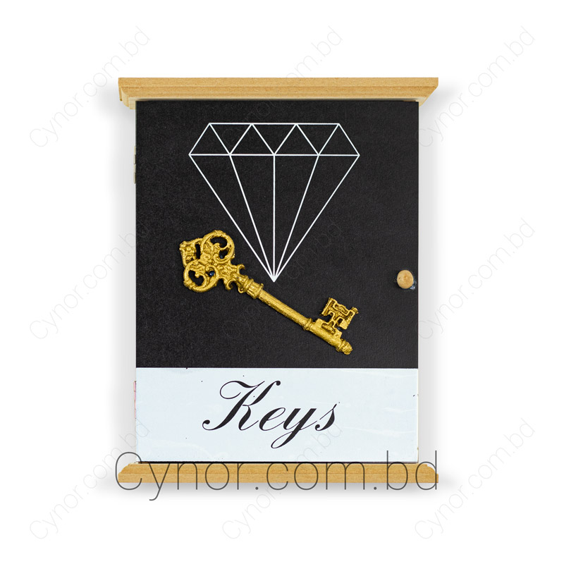 Brown & White Color Wooden Body Golden Color Key Design Key Holder ...