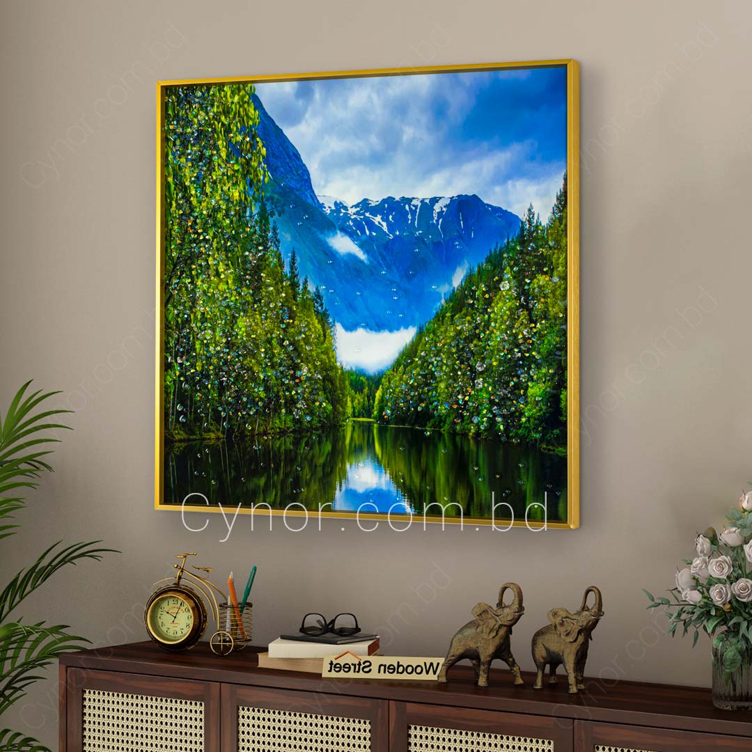 Metal Aluminium Frame Resin with Stone Design Sea Shore Boats Artwork ...