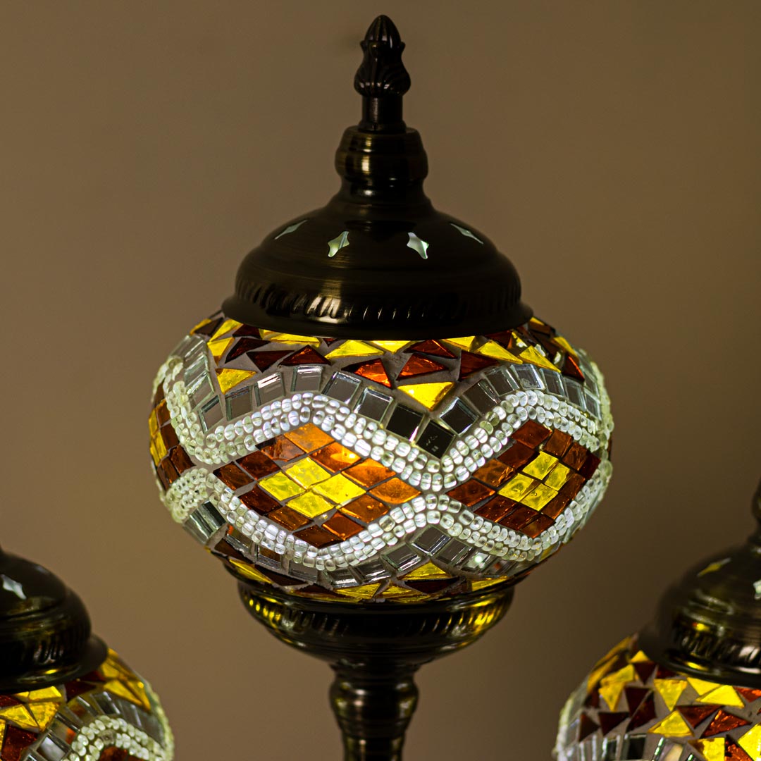 Mosaic Glass Stone Made Multi Color Star Design with White Fabric Shade ...
