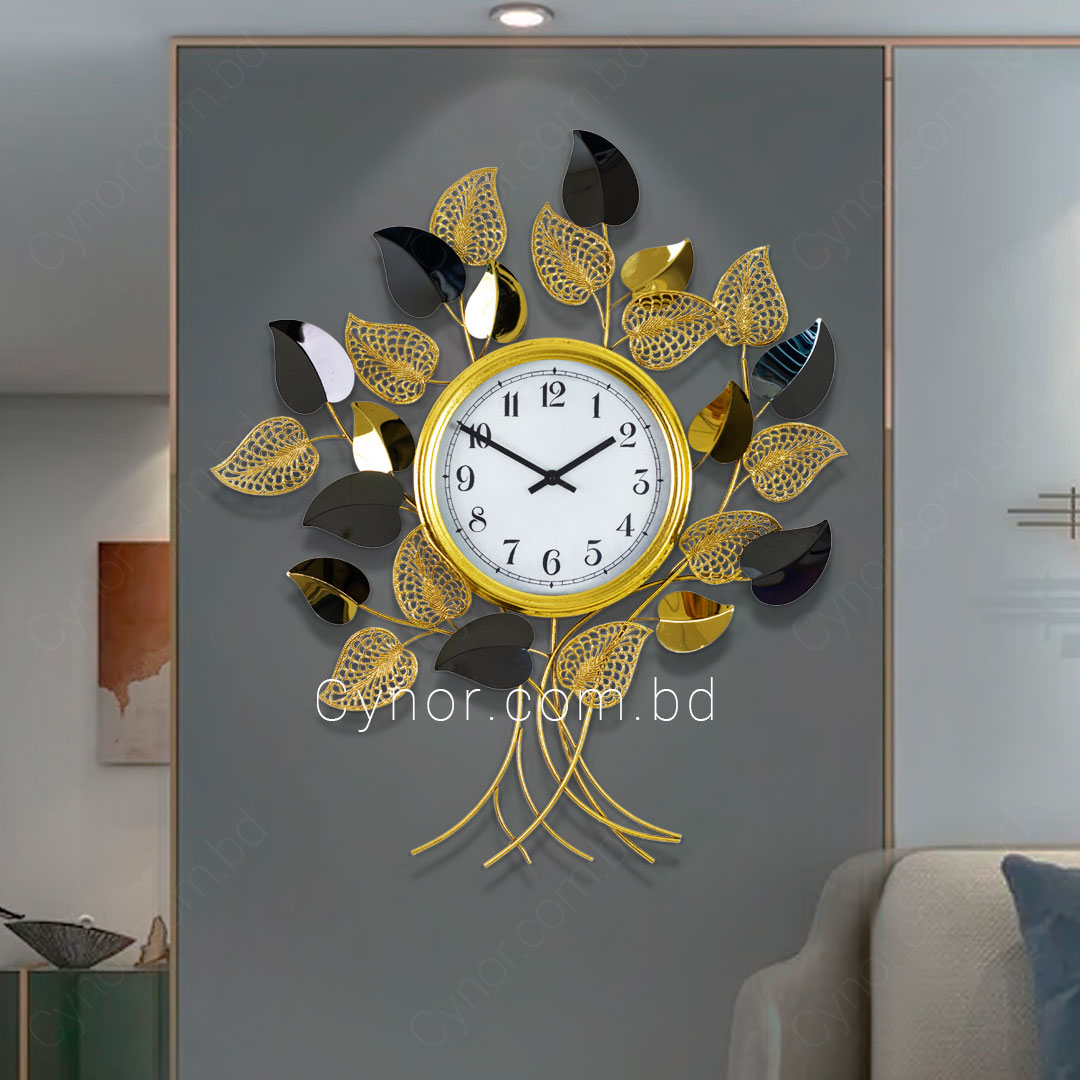 Metal Body and Stainless Steel Design Golden, Black Color Leaf Design ...