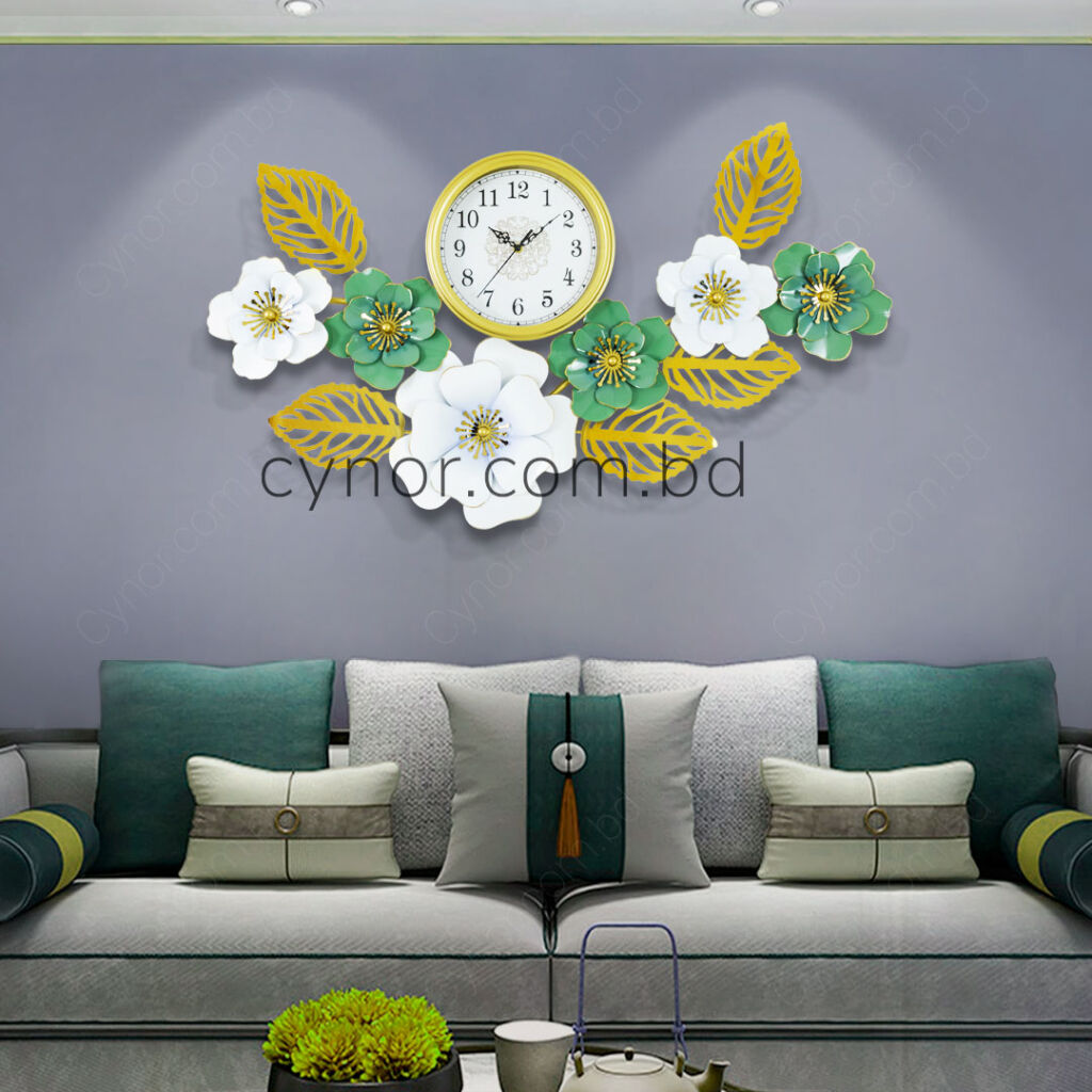 Metal Body Stainless Steel Golden and Teal Color Aquatic Leaf Design ...