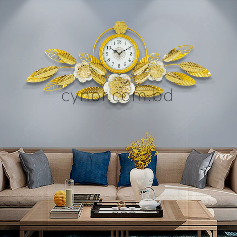 Stainless Steel Metal Body Golden Cream Color Aquatic Design Wall Clock ...